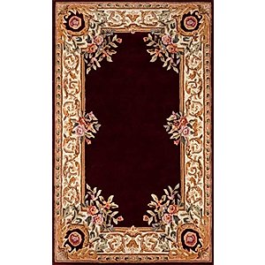 Momeni Harmony India Wool Hand Tufted Traditional Burgundy Area Rug 3'6"" X 5'6""" (HARM2HAI-7BUR3656)