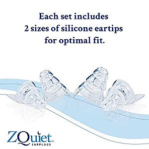 ZQuiet Noise Reduction High Fidelity Ear Plugs Hearing Protection for Noise Sensitivity Conditions (Premium Gift Box and Travel Storage Case), Two Sizes Included