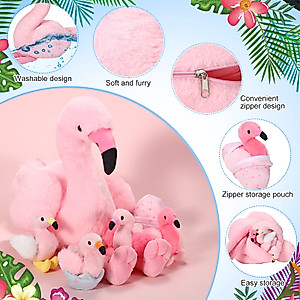 Skylety 6 Pieces Plush Flamingo Stuffed Animal 20 Inch Mommy Stuffed Flamingo with 4 Flamingo and 2 Eggs Pink Flamingo for Decoration Valentines Party Favors Christmas