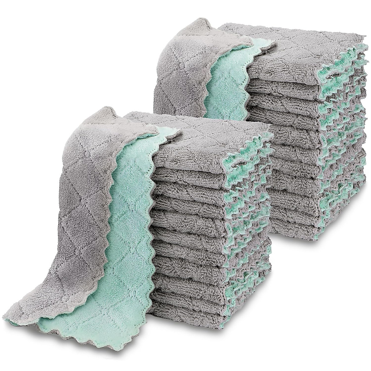 AIDEA Kitchen Dish Cloth - 12 Pack, Super Absorbent Coral Fleece Dish Cloths, No Odor Reusable Dish Cloth, Premium Microfiber Cleaning Cloths, Nonstick Oil Washable Fast Drying 6.3" x10.4"