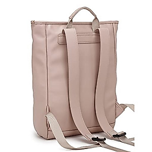 Kah&Kee Feaux Leather Backpack Purse for Women Casual Travel Daypack with Laptop Compartment 13 Inch (Tan Pink)