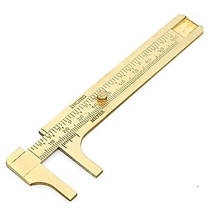 AutoE Portable 4inch/100mm Double Scales Sliding Gauge Brass Ruler Measuring Tool Mini Brass Pocket Ruler