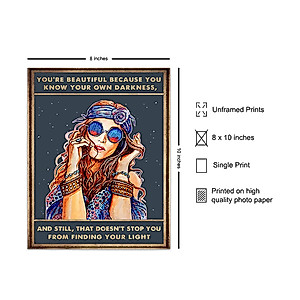 Motivational Wall Decor for Women - Positive Quotes Boho-chic Wall Art - Hippie Poster - Encouragement Gifts for Women BFF Teen Girls - Women's empowerment Wall Art - Inspirational Art - UNFRAMED 8X10