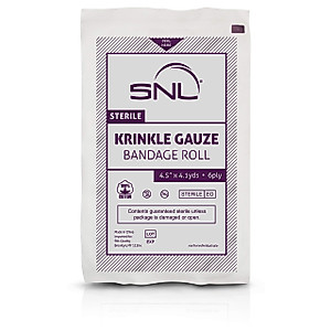 SNL Sterile Krinkle Kerlix Type 4 1/2" x 4 1/8 Yds, Latex Free, Hospital Grade Bandage Roll - Pack of 6