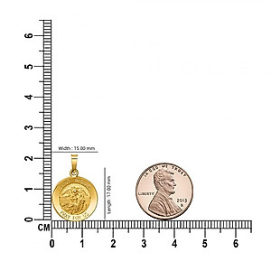 Auriga Fine Jewelry 14K Yellow Gold Polished and Satin St Michael Medal Hollow Charm Pendant for Women (L- 0.67 Inch, W- 0.6 Inch)