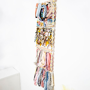 jontell Daisy Hair Bow Holder Bows Organizer For Wall Girls Hair Bows Hanger Necklace Display with 5 Functional Areas Baby Headband Hair Accessories Organizer