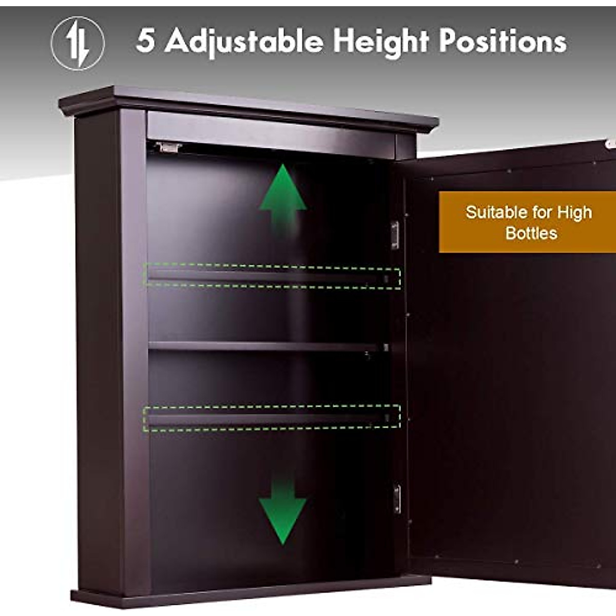 Casart Bathroom Mirrored Wall-Mounted Cabinet, Multipurpose Storage Medicine Cabinet with Single Door & Adjustable Shelf for Bathroom and Bedroom