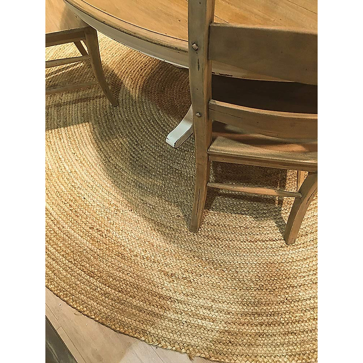 The Knitted Co. 100% Jute Area Rug 8 Feet- Round Natural Fibers- Braided Design Hand Woven Natural Carpet - Home Decor for Living Room Hallways Bedroom (Natural, 8' Round)