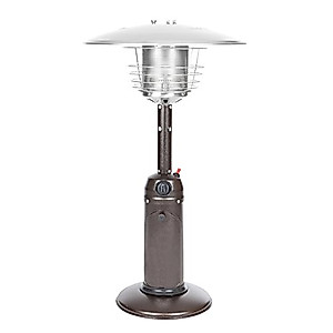Fire Sense 61322 Portable Patio Heater Outdoor Tabletop Lightweight Propane 10,000 BTU Auto-Shutoff Valve ODS Compliant - Hammer Tone Bronze