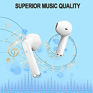 Wireless Earbuds, Bluetoth Earbuds Bluetooth 5.3 Headphones with 4 Mic, Ear Buds Wireless Bluetooth Earbuds, Wireless Headphones Sport with Noise Cancelling, 25H Playtime Earphones, LED Display, White