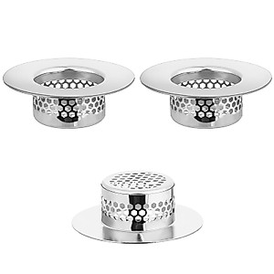 3 PCS Sink Strainer Shower Drain Hair Catchers Bathtub Lavatory Sink Drain Strainer Stainless Steel Drain Filter Bathroom Sink Strainer Basket Fit Hole Size from 1.25" to 1.60"