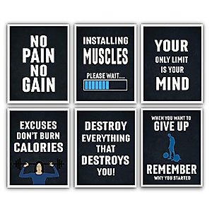 Gym Posters for Home Gym Decor, Motivational Posters for Gym, Workout Posters for Home Gym, Motivational Poster, Fitness Posters, Workout Room Decor, Inspirational Posters, Gym Wall Art, Set of 6 11x14"