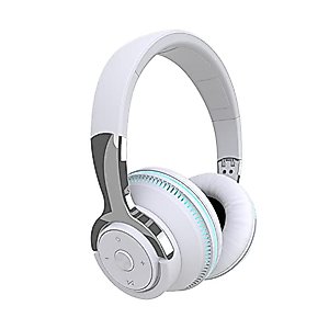 Wireless Bluetooth Headphones Active Noise Cancelling Headphones Over Ear Headphones Wireless Headset with Deep Bass Memory Foam Ear Cups On-Ear Headphones Bluetooth Earphones Gym Headphones (White)