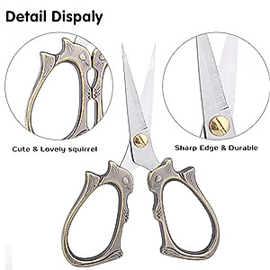 SHWAKK Squirrel Shaped Scissors 4.44 Inch Silver Embroidery Scissors Stainless Steel Sewing Scissor DIY Tools Dressmaker Shears Scissors for Embroidery, Craft, Needlework, Tailoring