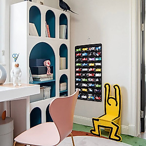 HUHYNN Storage Case Compatible with 80 Hot Wheels Matchbox Cars, Double-Sided Hanging Display Case for Hot Wheels Fits for 80 Toy Cars (80 Slots-Black)