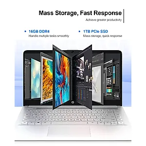 HP 2023 Newest 15.6" Touchscreen Laptop, 16GB RAM, 1T SSD, Intel Core i3-1115G4 Processor, 11 H Battery Life, Wi-Fi, Bluetooth, Webcam, HDMI, Windows 11 Home in S Mode