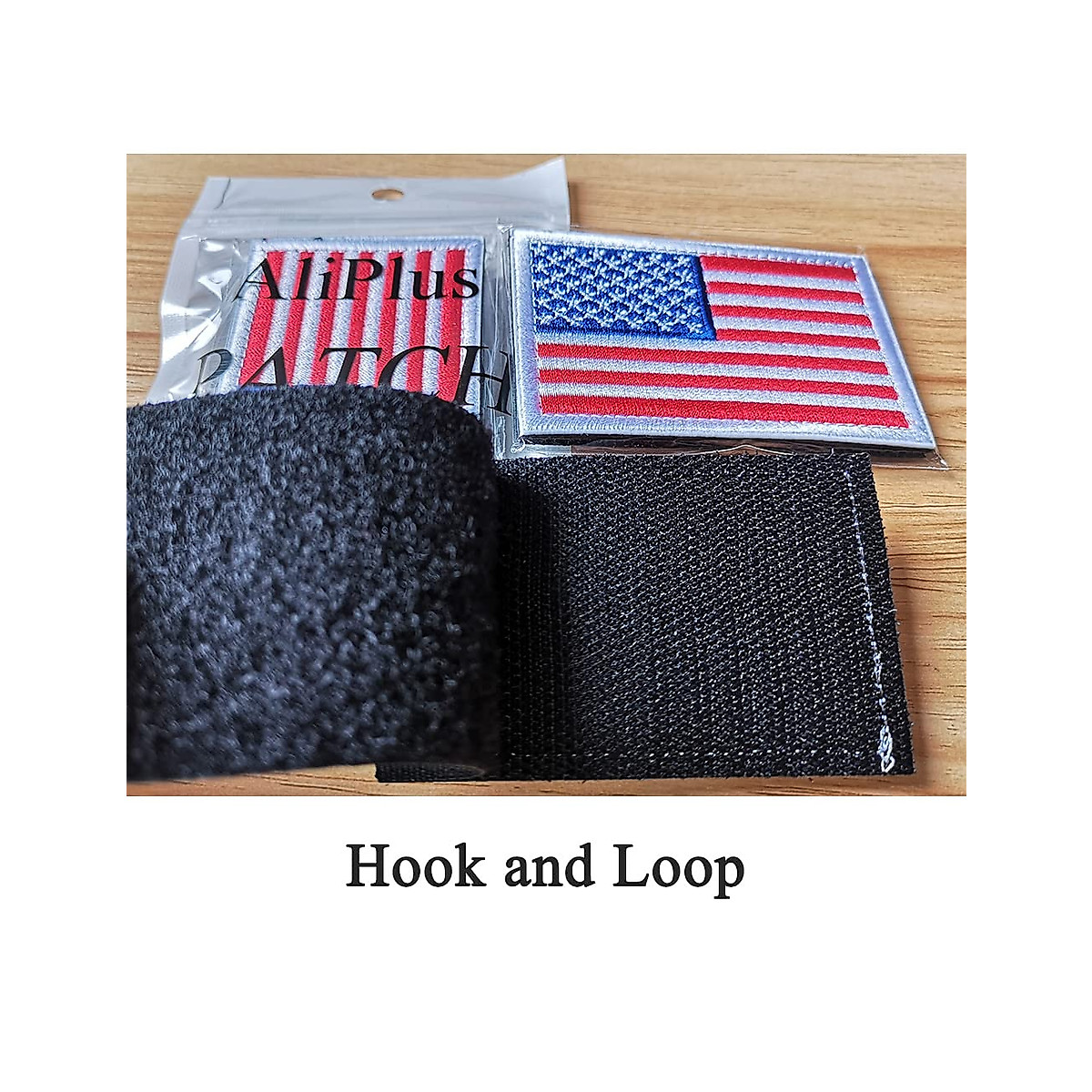 2 PCS AliPlus American Flag Patches Embroidered Tactical Military Morale Patch Applique Fastener Hook and Loop(White Border)