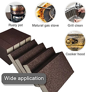 Krisler 8pc Carborundum Sponge Nano Emery Sponges Caspian Stone Pot Clean Brush Rust Eraser Grit Scouring Pads Pot Cleaning Pads with Carborundum Washing Kitchen Cleaner Tool(thickness-1inch)