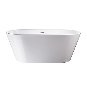 Vanity Art 54" X 29" Non-Slip Acrylic Freestanding Bathtub | Contemporary Design Soaking Tub with Overflow and Pop-up Drain, UPC Certified VA6815-NXSW