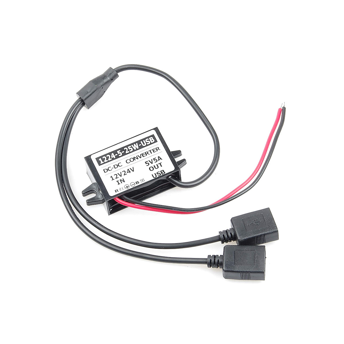 KNACRO 5V Dual USB DC-DC Convert Step-Down Power Supply Module 9v 12V 24V 36v 8-40V to 5V 5A 25W Dual USB Female Output Waterproof