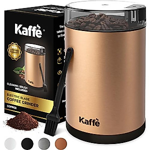 Kaffe Coffee Grinder Electric. Best Coffee Grinders for Home Use. (14 Cup) Easy On/Off w/Cleaning Brush Included. Copper