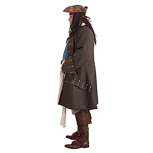 Plus Mens Deluxe Jack Sparrow Pirate Costume, Disney Pirates of The Caribbean Captain Jack Sparrow Adult Costume 4X Brown