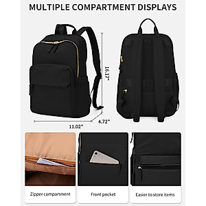 Laptop Backpack Women Teacher Black Backpack Work Computer Backpack with Laptop Compartment College Waterproof Anti Theft Backpack Casual Daypack Business Travel Backpacks for Women Carry On Bag