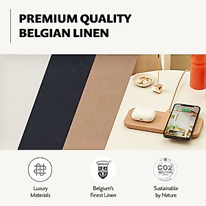 Courant Catch:2 - Belgian Linen Dual Wireless Charging Pad - Compatible with iPhone 11, X, SE, Galaxy S23, S22, S21, S20, Note, AirPods/Pro (Natural)