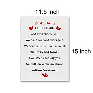 OEWD I Choose You and I Will Choose You Canvas Wall Art Poster Print Gift, Romantic Lovers Quote Painting Ready to Hang Home Decor (11.5" x 15")