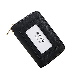 FACAI RFID Wallet Women, Small Wallet for Women, Credit Card Holder, Wristlet Wallet for Women with ID Window Black