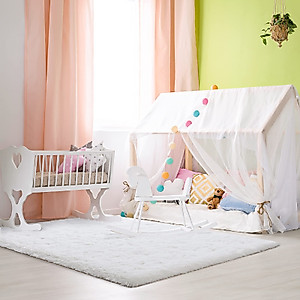 Lascpt Area Rugs for Living Room, Super Soft Fluffy Fuzzy Rug for Bedroom, Cream White Furry Shag Rug 6x9, Plush Carpet Home Decor for Girls Kids Dorm Room, Accent Indoor Non-Slip Baby Nursery Rug