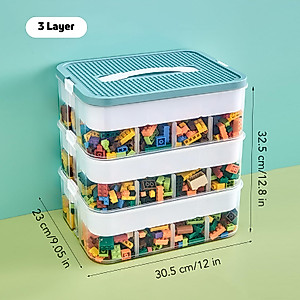 Toys Organizer Storage Case Plastic Storage Container Box for Lego Stackable Building Block Playroom Organization Bin for Lego, Board Games, Craft Supplies