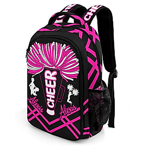 Anneunique Custom Pink Black Cheerleaders Pom Cheer Backpack Custom Name Large Capacity Shoulder Bags for Sports Party