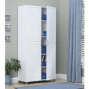 SystemBuild Kendall 36" Utility Storage Cabinet - White & Kendall 16" Utility Storage Cabinet - White