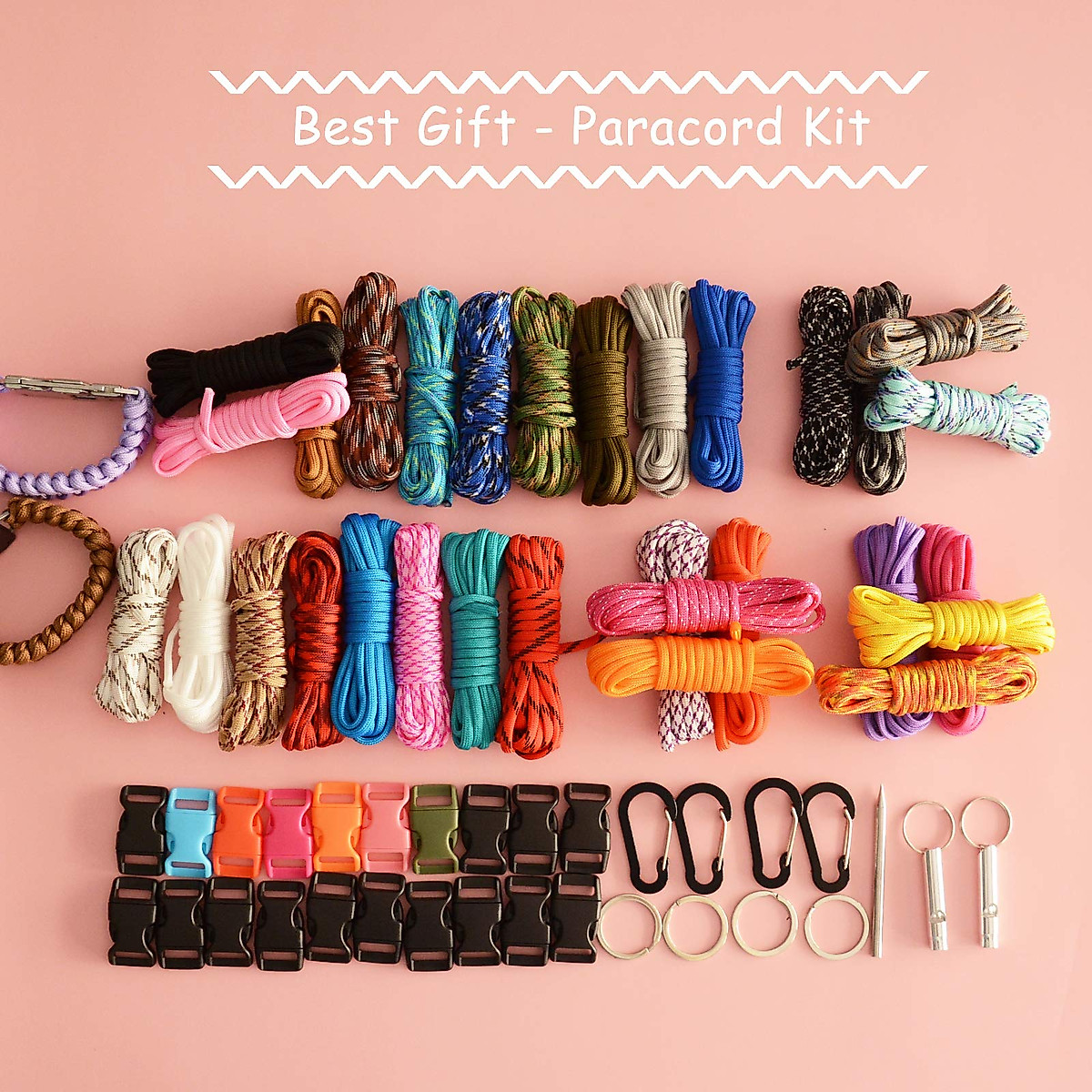 MONOBIN Paracord Combo Kits - 550 Type III Parachute Cord - Bracelet Crafting Kits, Survival Rope Making lanyards,Dog Collar,Bracelet