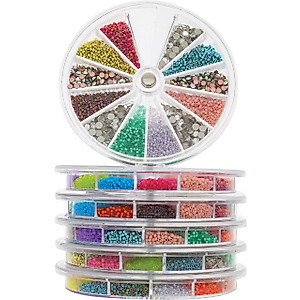 The Beadsmith Personality Case Spinning Organization System, 12 Compartments, 3.8-inch Diameter, Stack of 6, for Seed Beads, Nail Art, Jewelry Accessories and More
