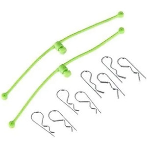 Du-Bro Body Klip Retainer, with Rubber Attachments, for RC Cars and Trucks, 2-Pack, Lime Green