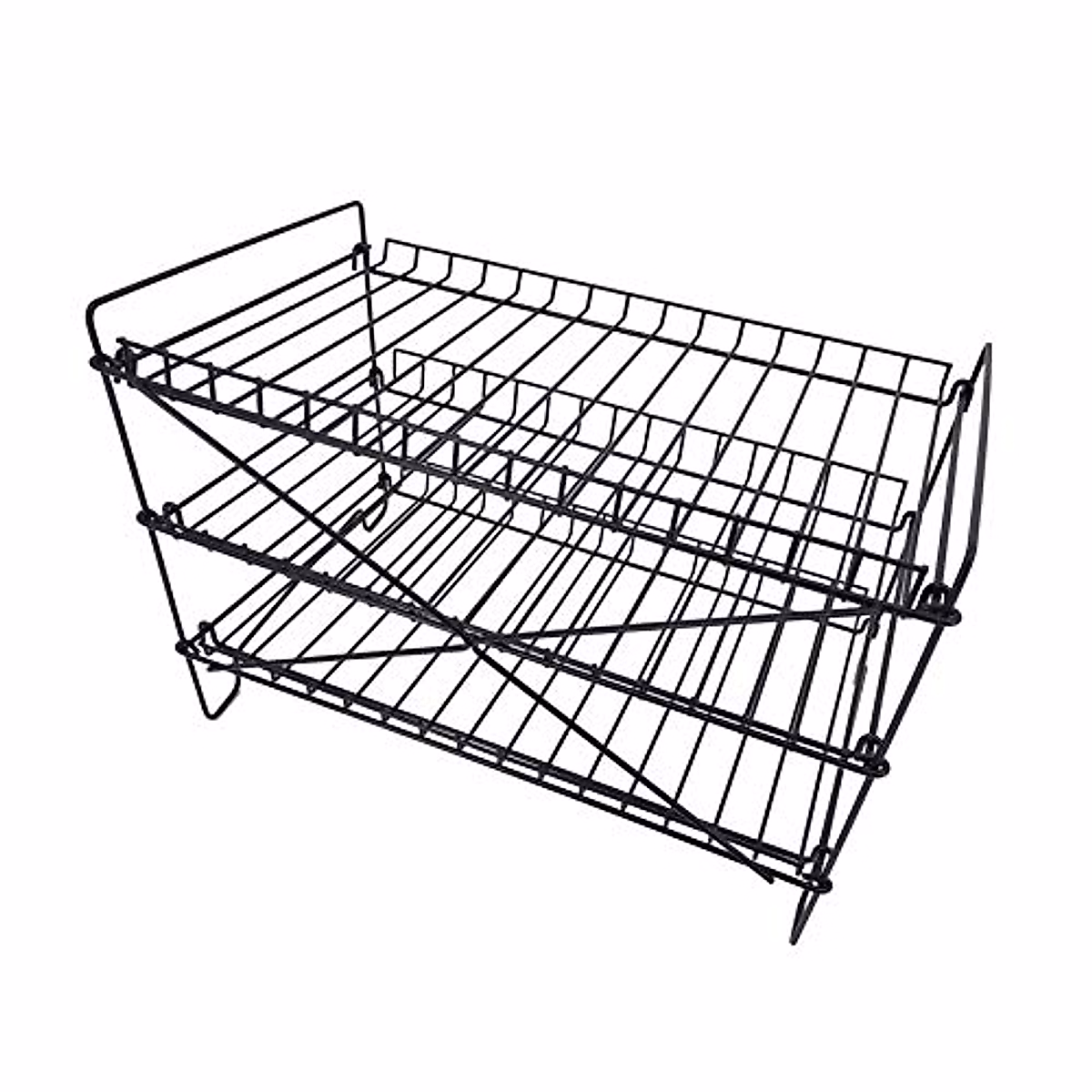 FixtureDisplays 16" x 12.5" x 10" Wire Rack for Countertop Use with 3 Open Shelves, Black 10085-NEW