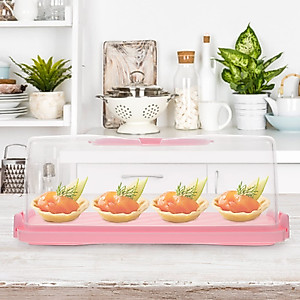 CALLARON Food Containers Cupcake Boxes Cake Carrier Plastic Cake Keeper Cake Containers with Dome Lids Cake Saver with Locking Lid for Cupcake Bread Food Containers Cupcake Boxes