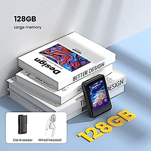 ZOOAOXO 128GB MP3 Player Bluetooth 5.2 with 2.4" Full Touch Screen,Portable Music Player with Speaker, HiFi Sound Quality, E-Book, Alarm Clock, Radio, Voice Recorder, Headphones Included
