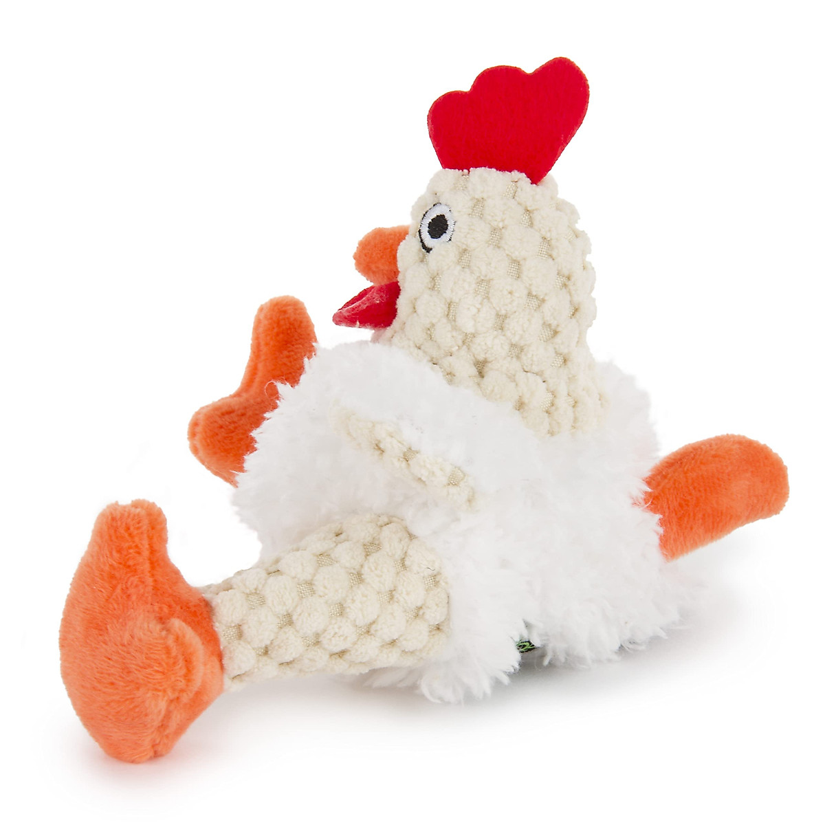 goDog Checkers Just For Me Fat Rooster Squeaky Plush Dog Toy, Chew Guard Technology - White, Mini