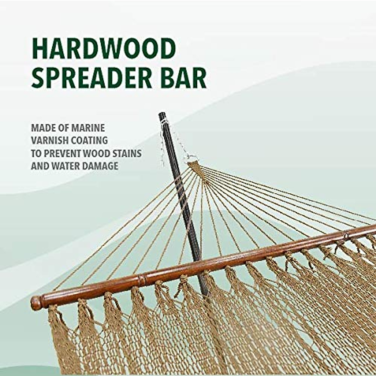 Project One 10FT Polyester Soft-Spun Rope Hammock, 51inch Large Double Wide Two Person with Spreader Bars - for Outdoor Patio, Yard, and Porch (Tan)