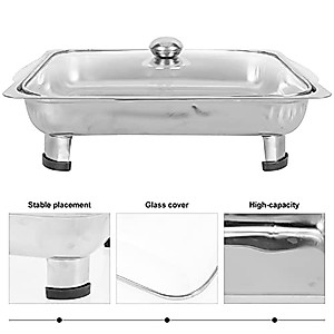 Metal Tray Stainless Steel Chafing Dish Buffet Chafer Rectangular Buffet Stove Chaffing Servers with Glass Covers Food Tray Warmers for Parties Buffets Catering