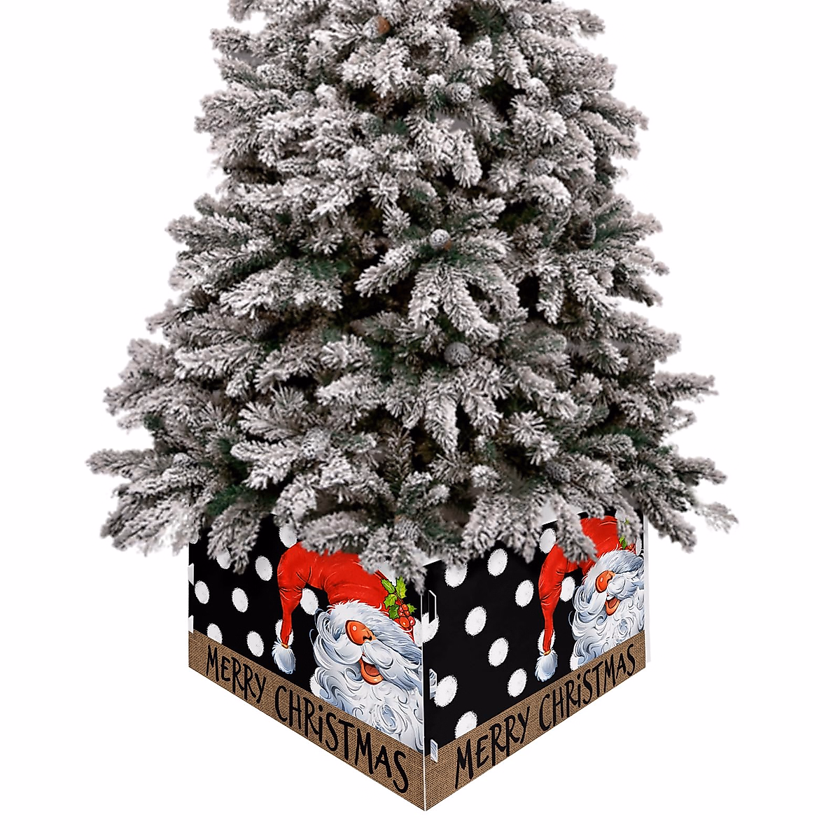 Christmas Boho Christmas Tree Collars for Artificial Trees, Christmas Tree Ring Xmas Tree Base Stand Cover Tree Skirts for Xmas Tree Decorations Holiday Party Red Gnomes Black White Dots 17'' x 10''