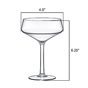 Amazing Abby - Courtney - 12-Ounce Plastic Coupe Glasses (Set of 6), Martini Glasses, Champagne Saucers, Reusable, BPA-Free, Shatter-Proof, Dishwasher-Safe, Perfect for Poolside, Outdoors, and More