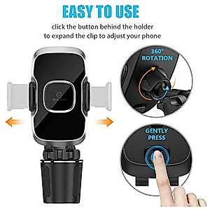 WixGear Cup Phone Holder, Car Cup Holder Phone Mount for Car with Adjustable Automobile Cup Holder Smart Phone Cradle Car Mount