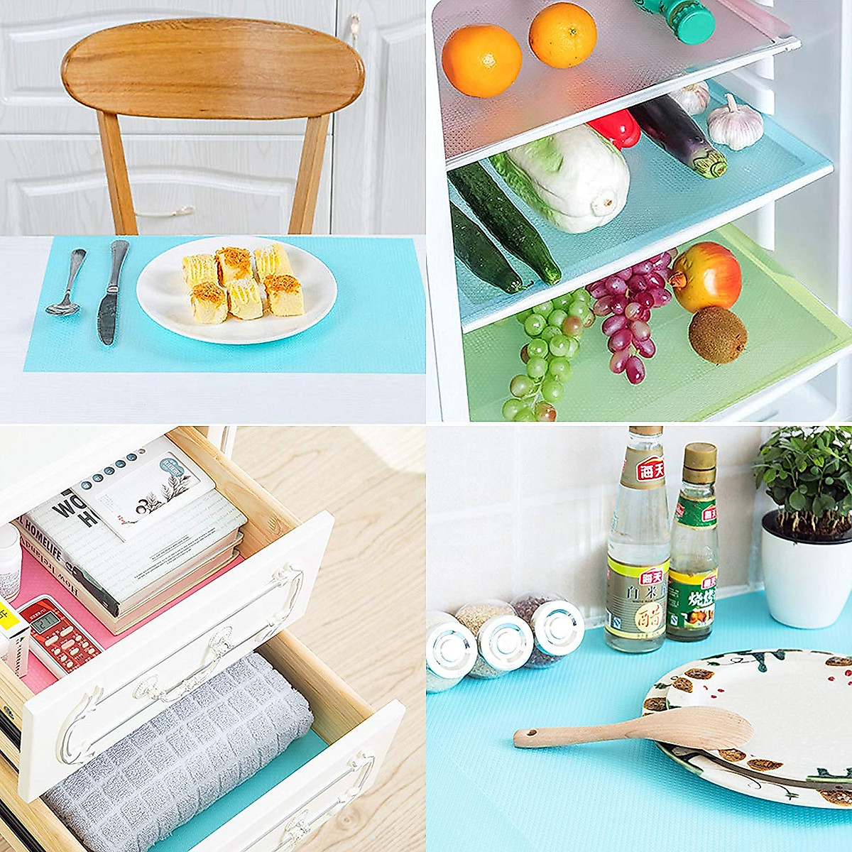 Polly Online Refrigerator Liners Shelf Liners Washable Refrigerator Mats Kitchen Silicone Refrigerator Pads Place Mats 5PCS/Set