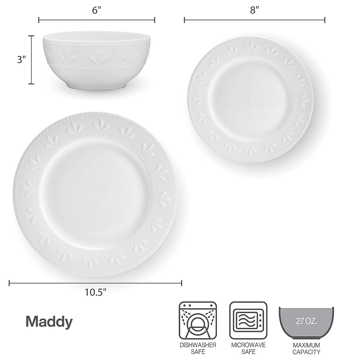Pfaltzgraff Maddy 12 Piece Dinnerware Set, Service for 4