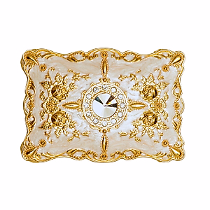 HolyFire Mini Jewelry Boxes Gift - Small Jewelry travel Case - Trinket Organizer with Lid Earrings Rings Vintage Treasure Keepsake Box for Women Girls Kids, Gold