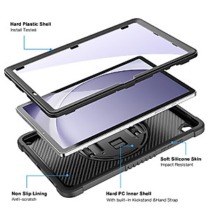ZtotopCases for Samsung Galaxy Tab A8 10.5 Inch 2022, Full Body Cover with 360 Rotating Hand Strap & Shoulder Strap Heavy Duty Shockproof Case for Samsung A8 Tablet SM-X200 /SM-X205 /SM-X207, Black